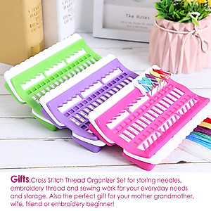 Yunnyp 50 Positions Embroidery Floss Organizer Shelf,Thread Organizers for Cross Stitch Embroidery Kit Tools Sewing Needle Holder Kit with 4Pcs Blank Replaceable Project Cards