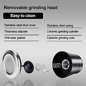 Fillable Stainless Steel Grinder - Aadjustable Black Pepper Grinder, Long Lasting Fresh Keeping Spice Grinder, High Glass Blender That Can Be Used for Pepper, Cumin, Sea Salt, Mung Bean (High)