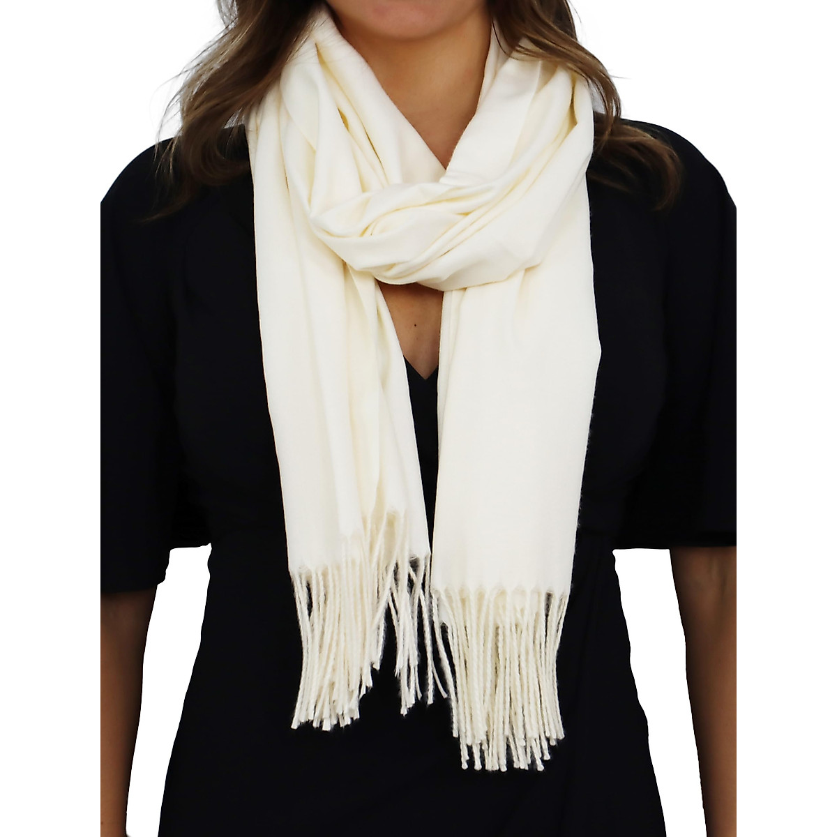 Ocomfly 100% Pashmina Scarf for Women - Premium Womens Scarves. Gift Boxed. Wrap or Coverup. Ultra Soft and Warm. Limited Available - White