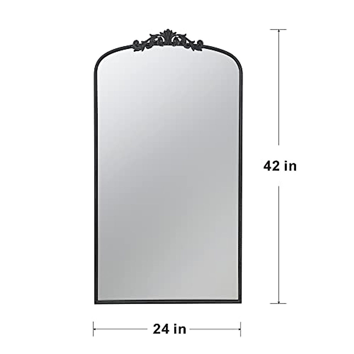 A&B Home Arched Vertical Mirror-Wall Mirror with Metal Black Frame,24"x42" Large Arch Mirror for Bathroom Bedroom Living Room
