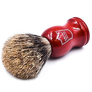 Parker Premium Handmade "LONG LOFT" 3-Band Pure Badger Bristle Shaving Brush with Rosewood Handle – Brush Stand Included