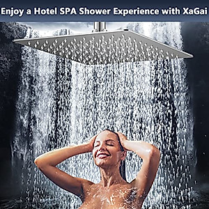 Shower Head High Pressure, 10" Rain Shower Head with Handheld Combo, with Upgraded 12" Adjustable Curved Shower Extension Arm, 4 Settings Handheld Shower Built-in Power Wash, Height/Angle Adjustable