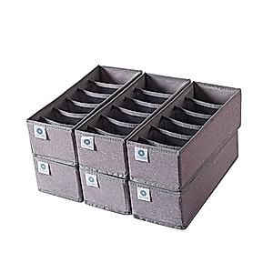 Qozary 6 Pack Sock Underwear Drawer Organizer Dividers, Collapsible Cabinet Closet Storage Boxes for Clothes, Socks, Lingerie, Underwear, Tie, Belt, Baby, Bedroom