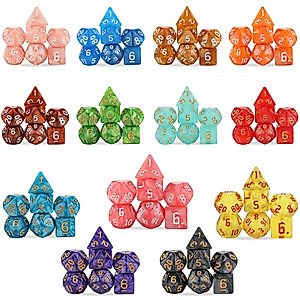 Surhugvy DND Dice Set, 25 X 7 (175 Pieces) Polyhedral D&D Dice Set Three-Color, Two-Color and Monochrome Dice for Dungeons and Dragons with 1 Black Bags