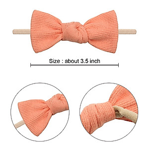 Lanmerry Nylon Baby Headband Hairbands with Tied Bow Stretchy Hairbands and Bows 20 Pack Headwrap for Newborn Infant Toddler Hair Accessories