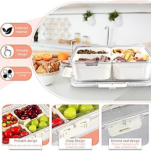 TUYSKE 4 Compartment Snack Box Container-Divided Serving Tray with Dishwasher Safe Inner Boxes for Fruit, Veggie