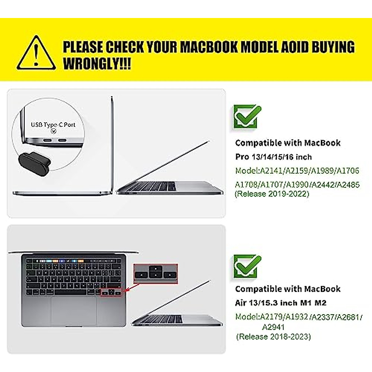 10PCS Anti Dust Port Plugs Cover for MacBook Air 13 15.3 inch M2 M1 / MacBook Pro 14 / MacBook Pro 13 inch 2016-2023 / MacBook Pro 16 2023-2019, MacBook Port Plugs Cover Dust Cups Set