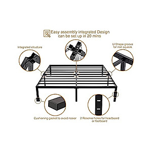 xtfei 14" Queen Bed Frame Heavy Duty Metal Beds Frames with Storage No Box Spring Needed Noise Free Sturdy Steel Slats Support 3500lbs