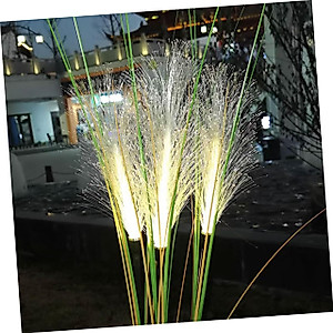 ABOOFAN Fiber Optic Reed Light Solar Garden Light Solar Path Lights Fiber Optic Garden Lights Solar Lights Outdoor Decor Garden Lights Solar Powered White Stainless Steel Led