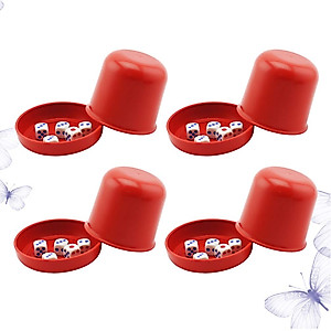 NUOBESTY Dice Cup Set Games Professional Plastic Dot Dices for Liars Farkle Bar Ktv Anti Cheating Dice Box with 5 Dices (Red)