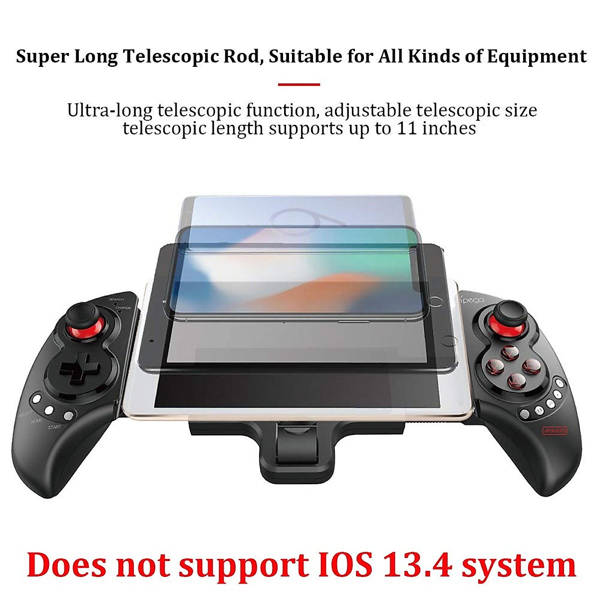 ipega PG-9023S Mobile Game Controller, Wireless 4.0 Gamepad PUBG Trigger Mobile Phone Telescopic Controller Joy Stick for iPhone Compatible with 5-10" iOS(iOS 11-13.3)/Android Phone PC Tablet TV Box