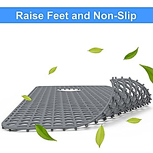Silicone Sink Protector for Kitchen Sink-MOSTWOGO 28.1''x14.3'' Kitchen Sink Mat for Bottom of Stainless Steel/Porcelain Sink,Side Drain, 1PCS No-Slip Sink Grid Grate Accessories(Grey)