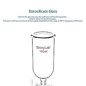 stonylab Dropping Funnel, Borosilicate Glass Burette Funnel with PTFE Stopcock for Laboratory and Home Use, 100 ml