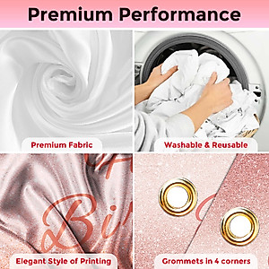 Rimbol Rose Gold Happy Birthday Banner Background Party Decoration Supplies, 4.5x6ft Photo Decoration Props, Suitable for Girls and Ladies