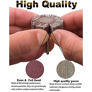 Rocaris 10 Pack Flap Wheel, 120 Grit for Rotary Tools，1/8 inch Shank (32X10X3)