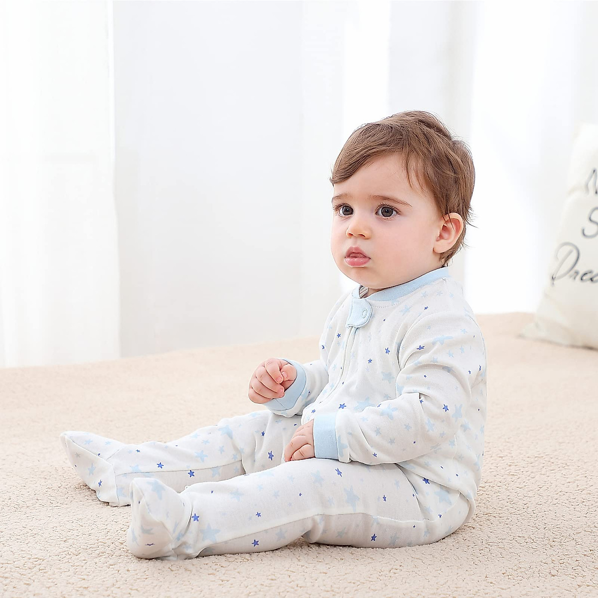 ZAV Solid Unisex Infants Clothes Baby Boys Girl Footed Jumpsuits Cotton Rompers