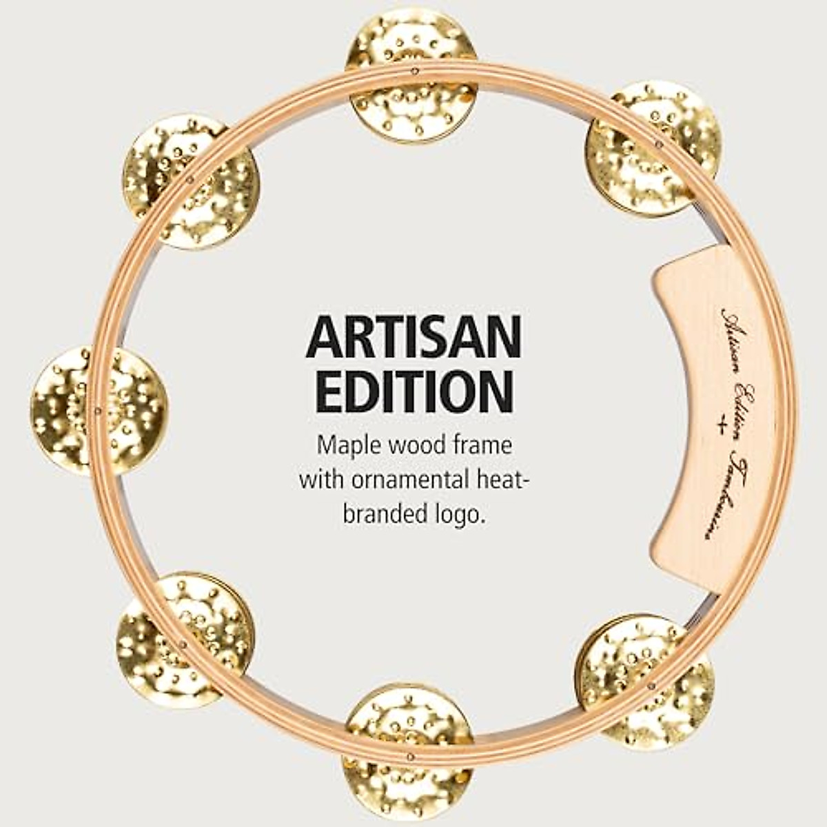 Meinl Percussion AE-CMTA3B Artisan Compact 8-Inch Maple Tambourine with 3 Rows of Hammered Brass Jingles