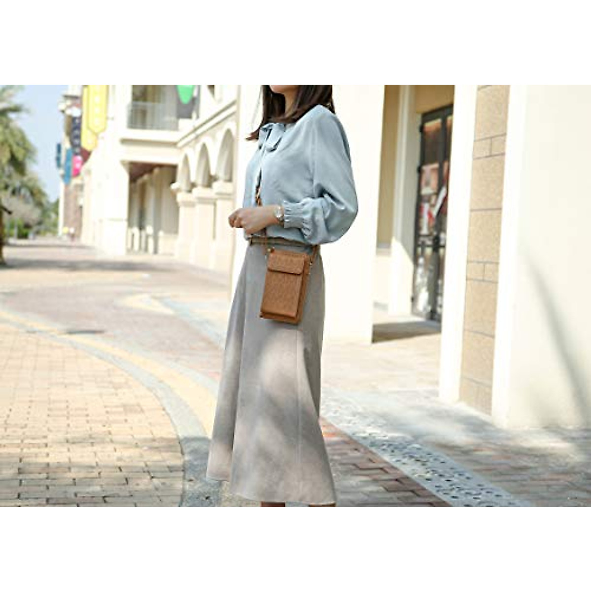 MKF Crossbody Cellphone Handbag for Women Wallet Purse – PU Leather Multi Pockets Clutch Bag, Wristlet Strap Mustard