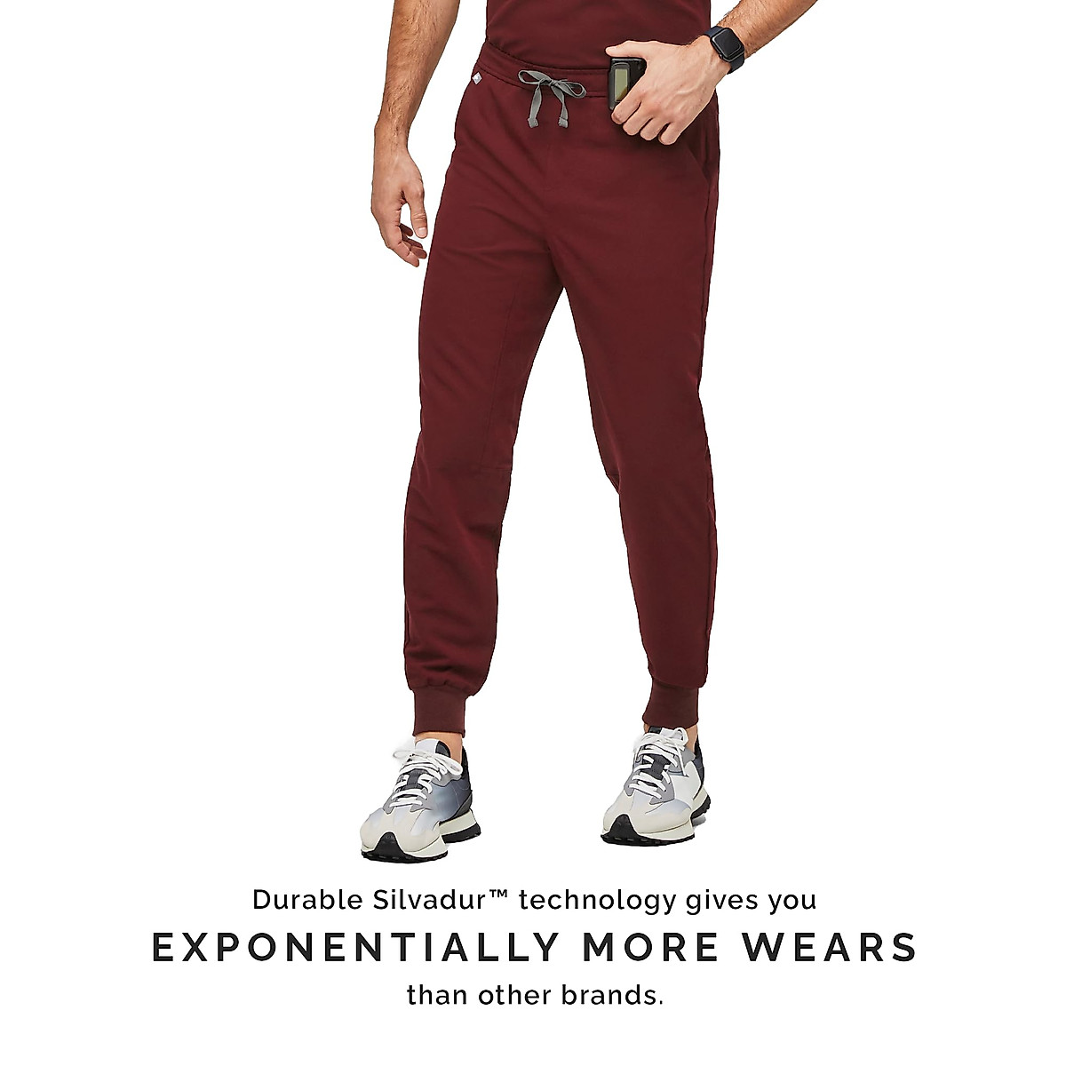 FIGS Tansen Jogger Scrub Pants for Men - Burgundy, Short XL
