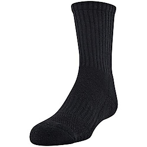 Under Armour Youth Training Cotton Crew Socks, Multipairs , Black (6-Pairs) , Small