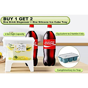 1PCS 0.9 Gallon Water Drink Dispenser For Fridge, Beverage Dispenser with Stand And Spigot, Plastic Pitcher with Lid, Water Storage Containers BPA Free, Lemonade Dispenser