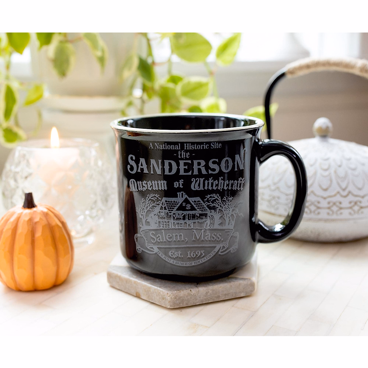 Disney Hocus Pocus Sanderson Museum Ceramic Camper Mug | BPA-Free Travel Coffee Cup For Espresso, Caffeine, Cocoa, Beverages | Home & Kitchen Essentials | Holds 20 Ounces