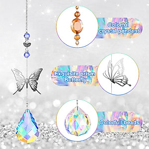 7 Pieces Crystals Suncatcher Butterfly Sun Catchers Colorful Crystal Chandelier Pendant Hummingbird Wall Hanging Tree Window Prism Ornament (Charming Colors, Butterfly Style)