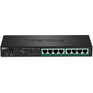 TRENDnet 8-Port Gigabit PoE+ Switch, 120W PoE Power Budget, 16Gbps Switching Capacity, IEEE 802.1p QoS, DSCP Pass-Through Support, Fanless, Wall Mountable, Lifetime Protection, Black, TPE-TG84