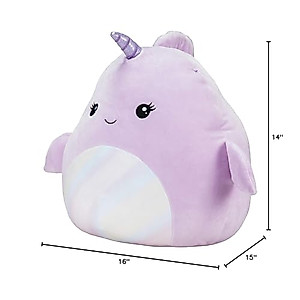 Squishmallows Official Kellytoy Plush 16" Naomi The Narwhal - Ultrasoft Stuffed Animal Plush Toy (Amazon Exclusive)