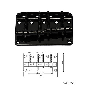 Metallor 4 string Bass Bridge Hard Tail Fixed Top Load Bridge Compatible with Jazz Bass Precision Bass Guitar Black.