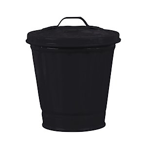 Yirepny Desktop Trash Can, Mini Wastebasket Trash Can with Lid, Bucket Shape Stainless Waste Bin, Garbage Trash Bin, Small Trash Can, Waste Basket, Recycle Can for Bathrooms, Kitchens, Offices Black