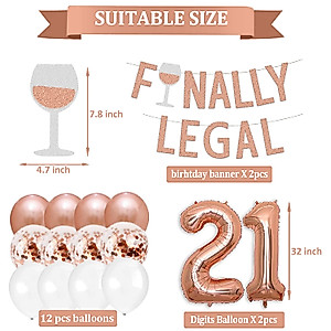 21st Birthday Decorations for Her Rose Gold, Finally Legal Banner, Happy 21st Birthday Banner Pre-Strung, 21st Birthday Balloons, 21st Birthday Gift Ideas, 21st Birthday Decorations for Her