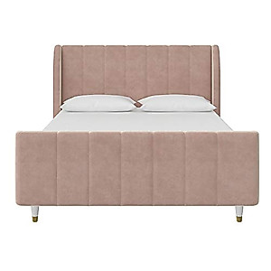 Little Seeds Valentina Kids' Full Upholstered Bed, Pink Velvet