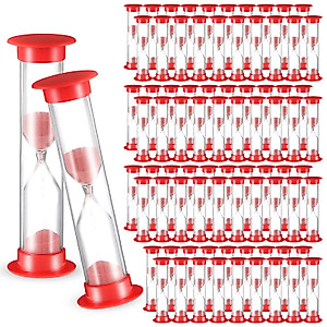Set of 80 1 Minute Sand Timer Small Hourglass for Classroom One Minute Sandglass Clock Red Acrylic Hourglass Game Timer for Kids Preschool Teacher Supplies, 3.35 x 0.98 x 0.98 Inches