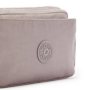 Kipling Womens Abanu Multi Bag, Lightweight, Adjustable Nylon Waist Pack With Multi-compartment Zip Pockets Covnertible Crossbody Bag, Grey Gris, Small US