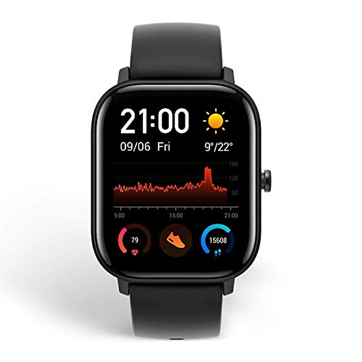 Amazfit GTS Fitness Smartwatch with Heart Rate Monitor, 14-Day Battery Life, Music Control, 1.65" Display, Sleep and Swim Tracking, GPS, Water Resistant, Smart Notifications, Obsidian Black