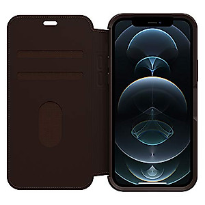OtterBox iPhone 12 & iPhone 12 Pro Strada Series Case - ESPRESSO (DARK BROWN/WORN BROWN LEATHER), card holder, genuine leather, pocket-friendly, folio case