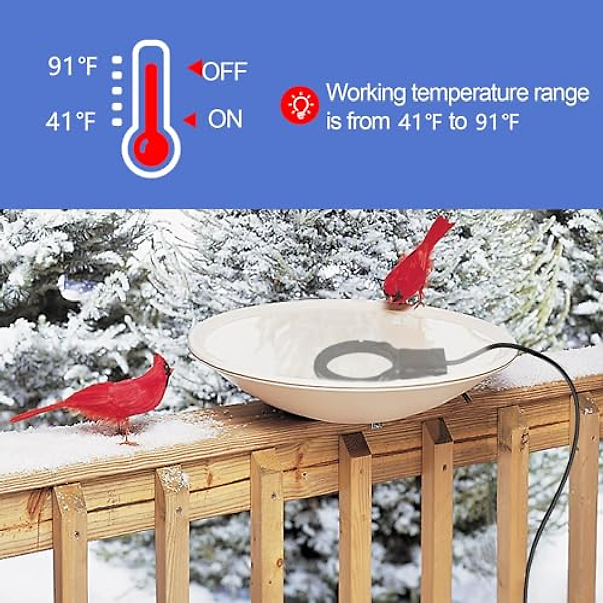 KNEOYR 250W De-icer Submergible Bird Bath Heater Aluminum Cast for Livestock Poultry Horses, Cows, Birds, Wildlife Drinking Indoor Outdoors in Winter with 10 Foot Cord Birdbath Water Heater