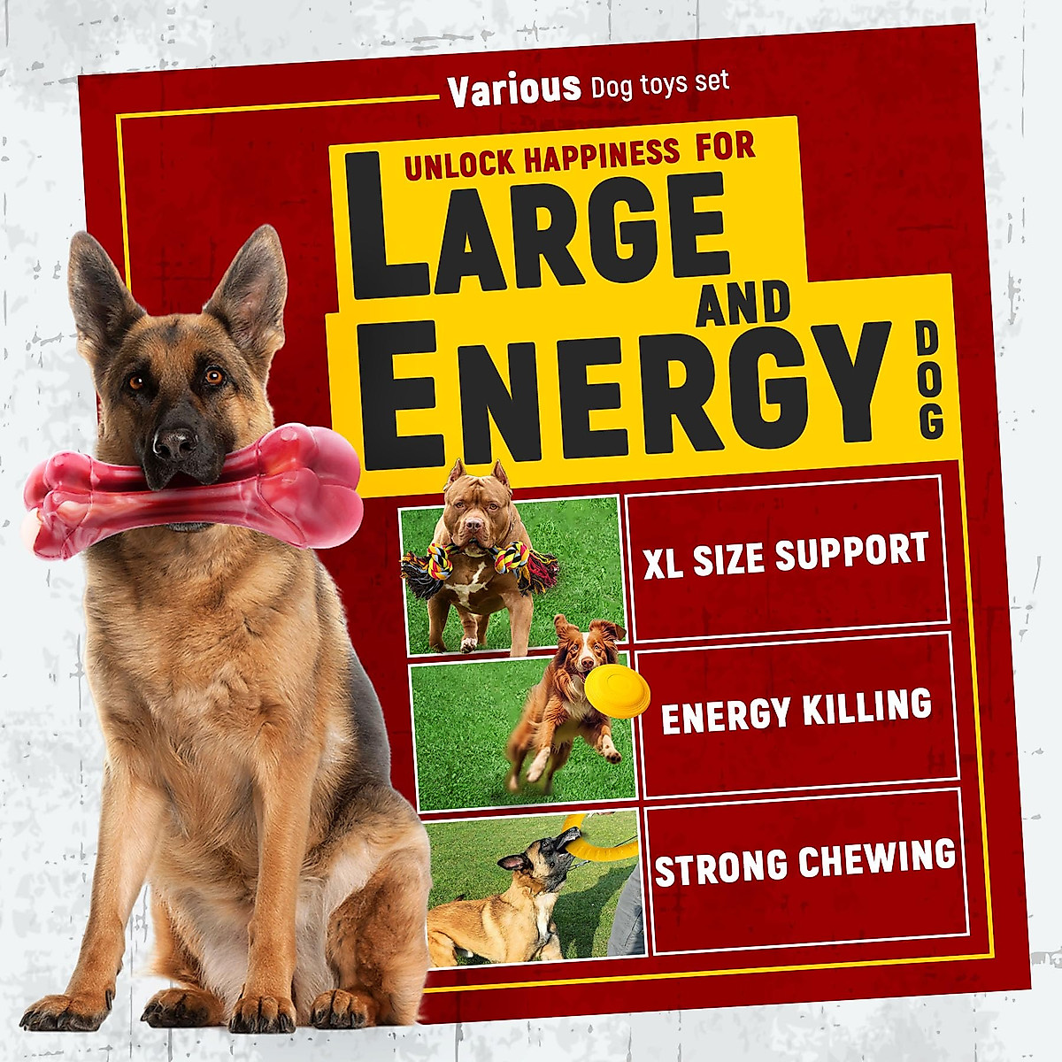 Zeaxuie Heavy Duty Various Dog Chew Toys for Aggressive Chewers - 9 Pack Value Set includes Indestructible Rope Toys & Squeaky Toys for Medium, Large & X-Large Breeds (for Energy Chewers)