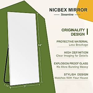 NicBex Full Length Mirror, 64x21 Inch Aluminum Alloy Frame Large Wall Mirror, Vanity Mirror, Dressing Mirror for Living Room,Bedroom ,White