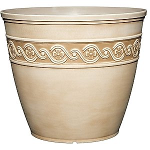 Classic Home and Garden Corinthian Resin Flower Pot Planter, Desert Tan, 13"
