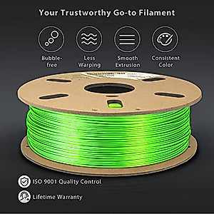 PLA Glow in The Dark Green PLA and Silk PLA Neon Green Bundle, 3D Printing Filament 1.75mm, Dimensional Accuracy +/- 0.05 mm