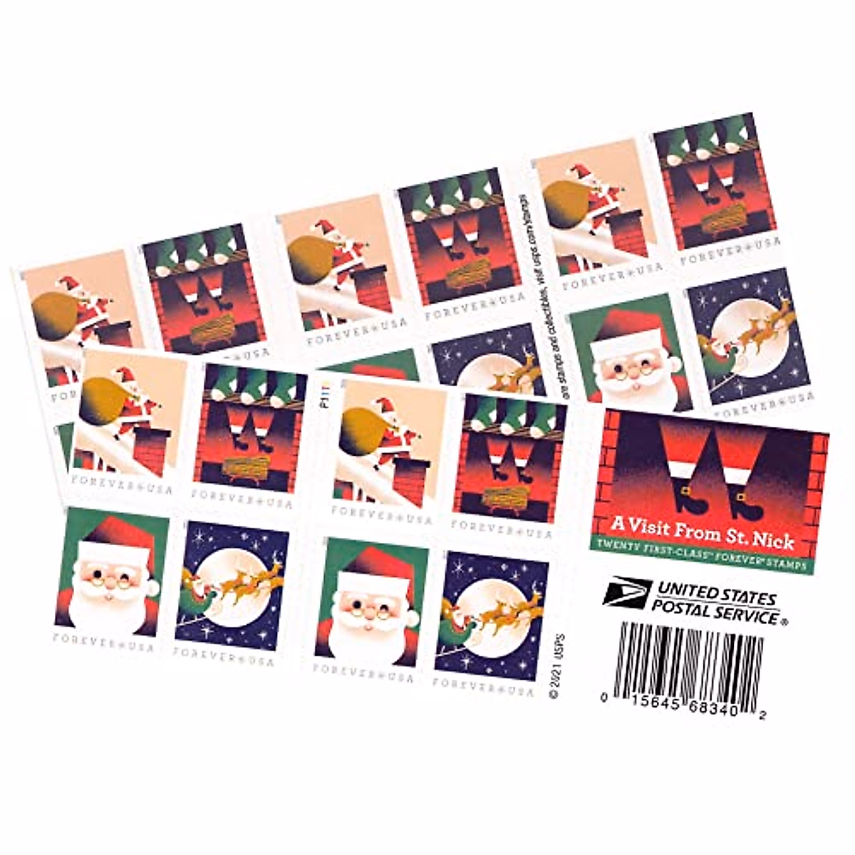 USPS A Visit from St Nick Book of 20 Forever First Class Postage Stamps (2 Booklets (40 Stamps))