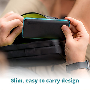 Ampere Really Good Power Bank - 10000mAh Portable Travel Phone Charger with Built-in Lightning Cable [MFi Certified] & Built-in USB-C Cable for iPhone, iPad & AirPods (Black/Teal)