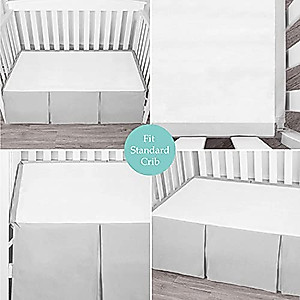 Ls Line Crib Bed Skirt Pleated, 800 Thread Count 100% Egyptian Cotton, Nursery Crib Toddler (28" X 52" X 14") Bedding Skirts For Baby Boys Or Girls, 14" Drop, Sage Solid