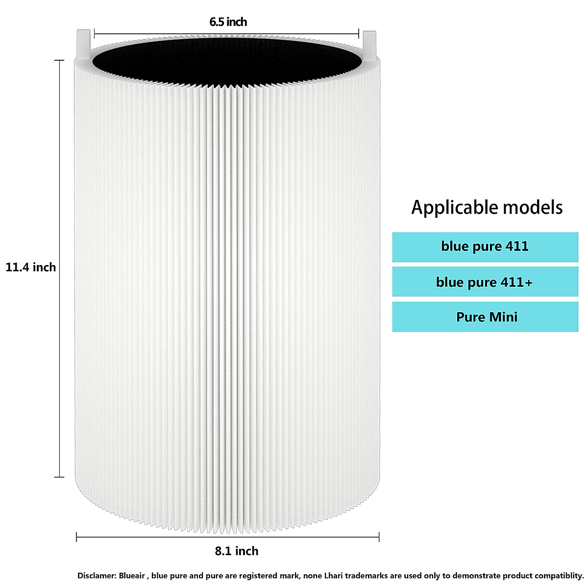 Blue Pure 411 Replacement Filter Compatible with Blueair Blue Pure 411, 411+, 411 Auto and Mini Air Purifiers, Particle and Activated Carbon, 2-Pack