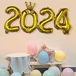 Myhiju 3Pcs 2024 Balloons,2024 Silver Balloons Party Balloons 2024 Number Gold Balloon Mylar Balloons 2024 Rose Gold Foil Balloons Helium Balloon for Class of 2024 Decorations New Years Decorations