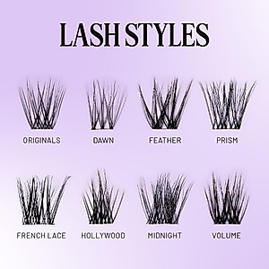 Lilac St - Feather Natural Faux Eyelash Clusters (14mm) - Cat Eye Look - DIY Lash Extension Wisps - Lightweight & Lifelike - Lasts 10 Days - Cruelty Free, Vegan, Women Founded - 10 Lashes