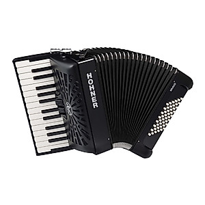 Hohner Bravo II 48 Chromatic Piano Key Accordion - Jet Black