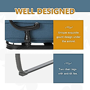 Oakmont 5Pcs Outdoor Patio Furniture Conversation Sets (Loveseat, Coffee Table and Bistro Table, 2 Spring Chair) -Wrought Iron Chair Set with Peacock Blue Cushions